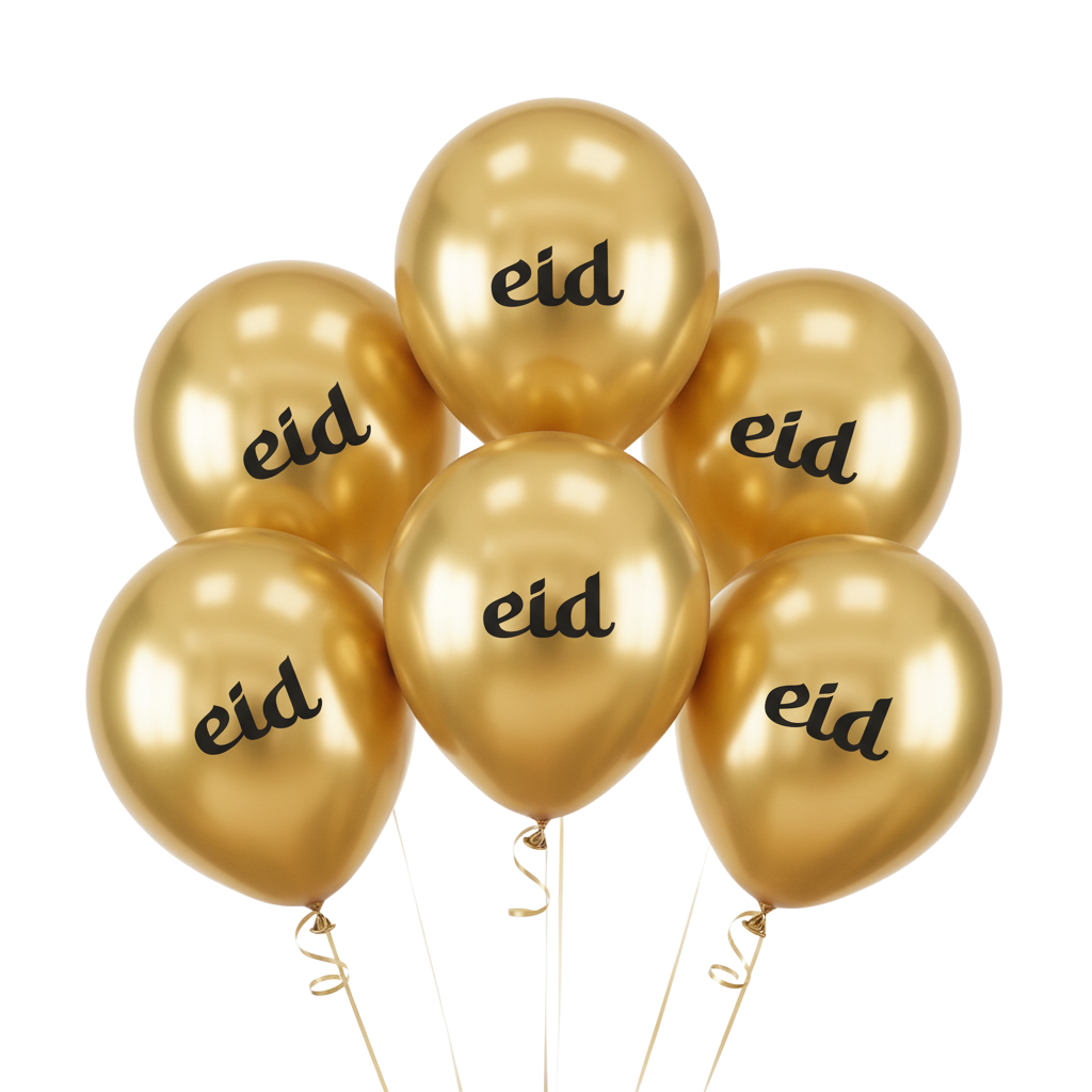 Gold Eid Balloons - 12 Pack