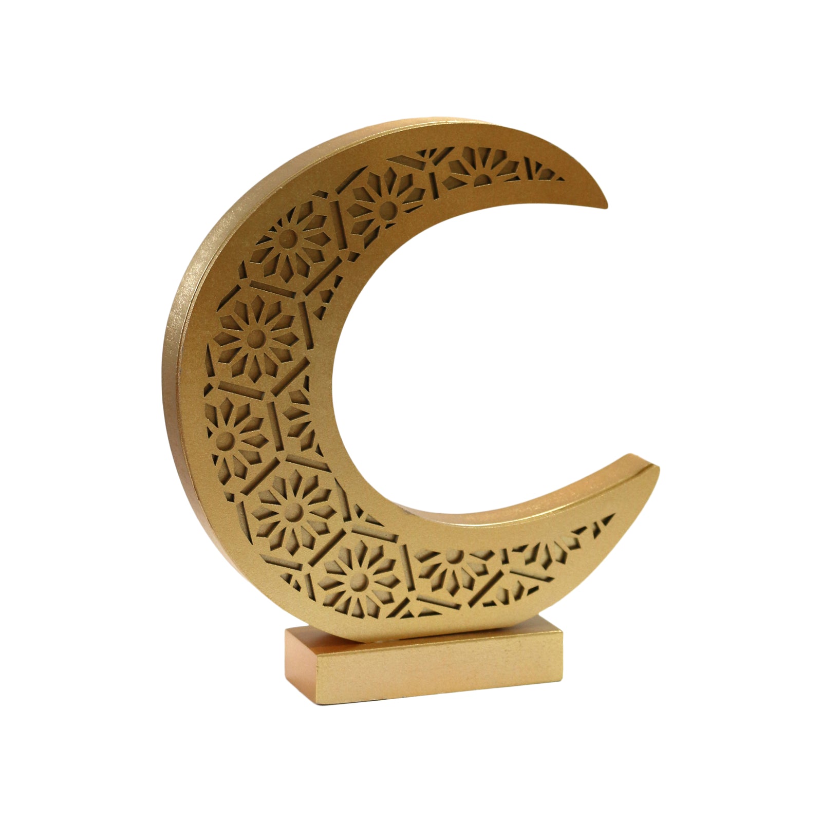 Gold Wooden Crescent Moon Design Table Centre Decoration