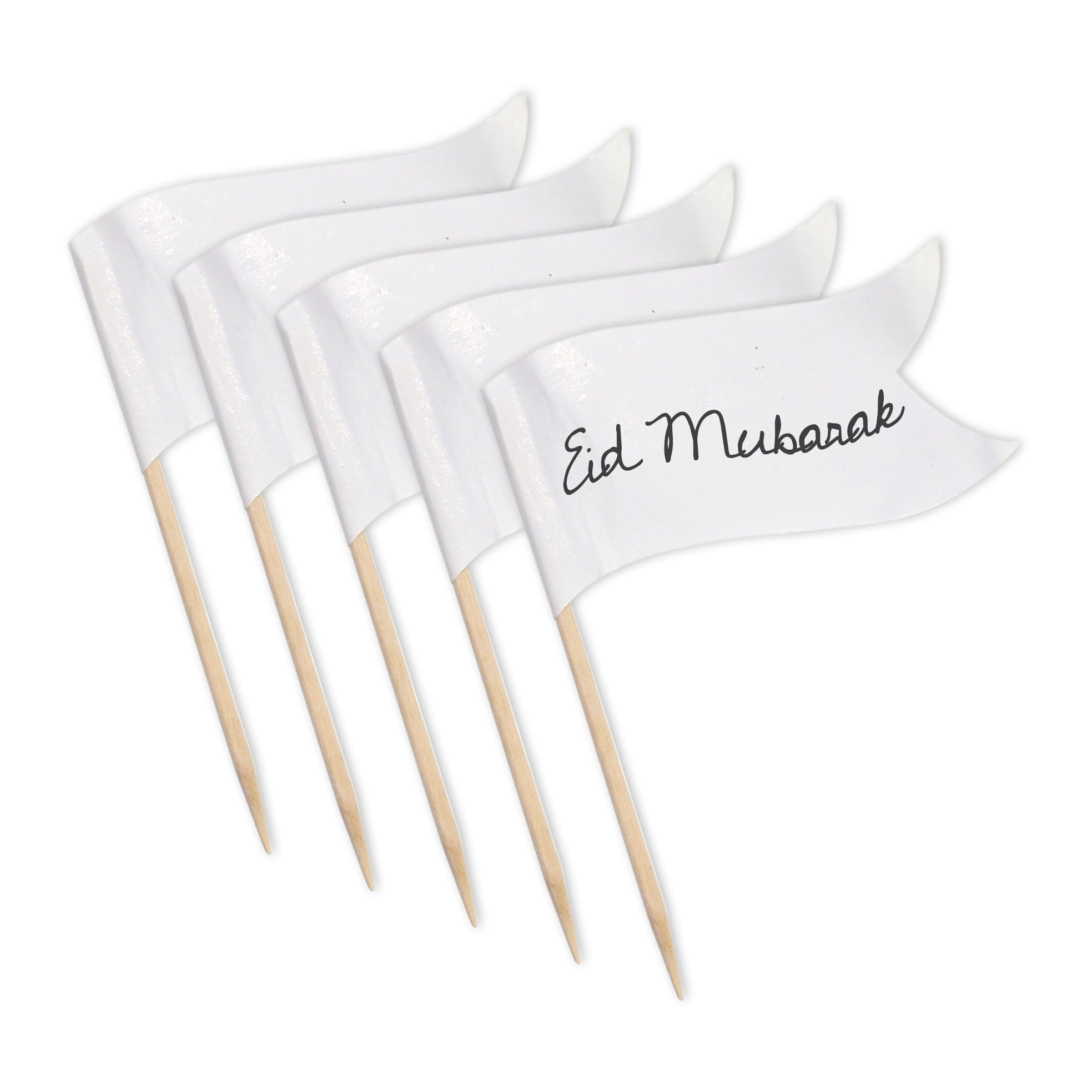 Pack of 100 Plain White Flag Cocktail Sticks